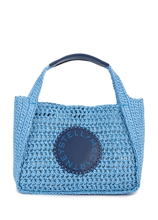 Stella McCartney Kadın Mavi Logolu Örgü Dokulu Omuz Çantası EU Stella McCartney Kadın Mavi Logolu Örgü Dokulu Omuz Çantası EU