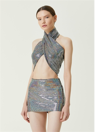 Dodo Bar Or Kadın Silver İşlemeli Crop Abiye Bluz Gri 42 IT Dodo Bar Or Kadın Silver İşlemeli Crop Abiye Bluz Gri 42 IT