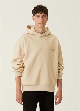 Solid Homme Erkek Bej Kapüşonlu Logolu Sweatshirt 46 IT