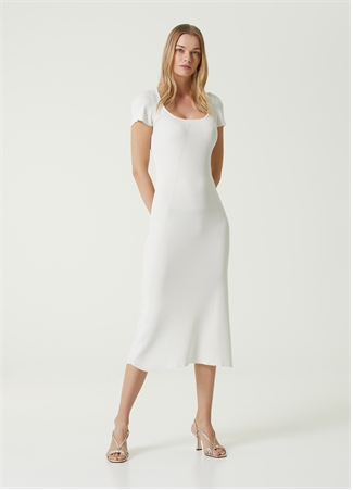 Beymen Collection Kadın Beyaz Kısa Kol Midi Triko Elbise S Beymen Collection Kadın Beyaz Kısa Kol Midi Triko Elbise S