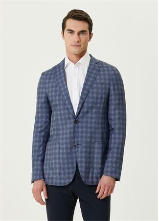 Pal Zileri Erkek Lacivert Mikro Desenli İpek Ceket 54 IT