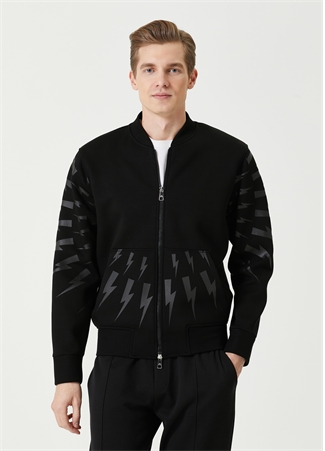 Neil Barrett Erkek Siyah Logo Detaylı Sweatshirt S EU