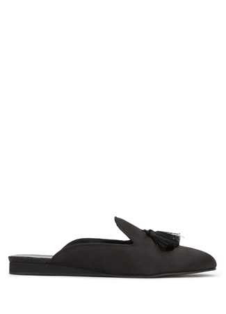 Beymen Collection Kadın Siyah Püsküllü Saten Mokasin Formlu Terlik 35