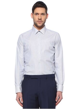 Palzileri Lab Erkek Mavi İngiliz Yaka Mikro Desenli Gömlek 4 IT