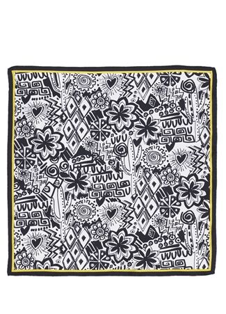 Beymen Club Kadın Siyah Beyaz Grafitti Desenli 50x50 İpek Eşar EU