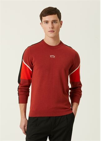 Boss Erkek Kırmızı Logo Detaylı Kazak S EU