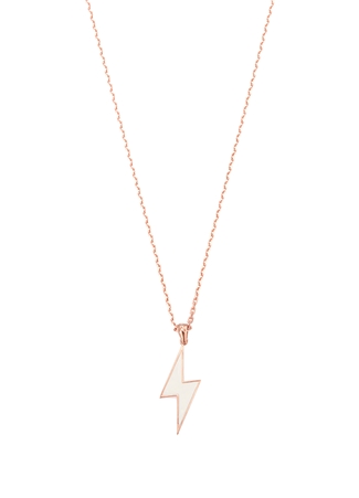 AtolyeWolf Erkek Rose Gold Beyaz Şimşek Formlu Gümüş Rengi Kolye Pembe EU AtolyeWolf Erkek Rose Gold Beyaz Şimşek Formlu Gümüş Rengi Kolye Pembe EU