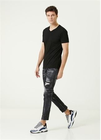 Dsquared2 Erkek Siyah Fırça Darbeli Jean Pantolon 44 IT Dsquared2 Erkek Siyah Fırça Darbeli Jean Pantolon 44 IT