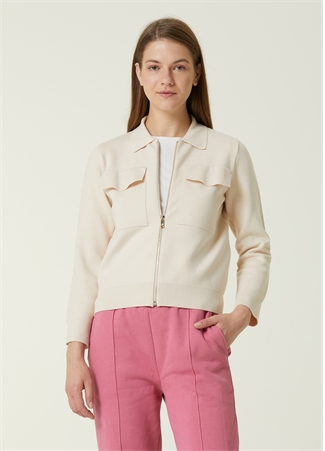 Beymen Club Kadın Ekru Gömlek Yaka Çift Cepli Hırka Bej S