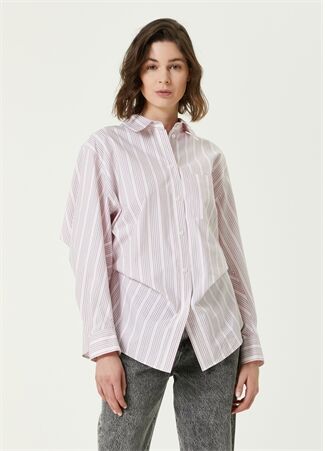 Maksu Kadın Adamantas Pembe Çizgili Gömlek EU