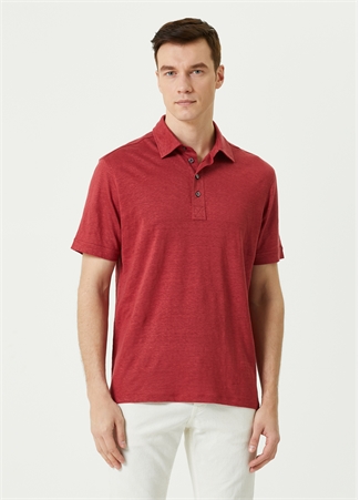 Zegna Erkek Kırmızı Polo Yaka Keten T-shirt 48 It