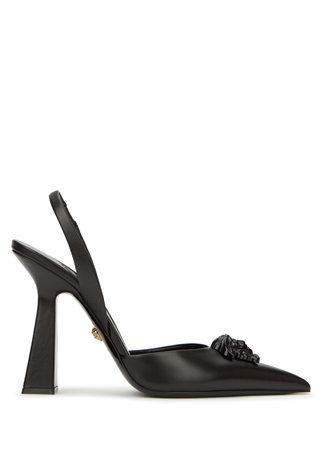 Versace Kadın Siyah Medusa Detaylı Deri Topuklu Ayakkabı 37 EU