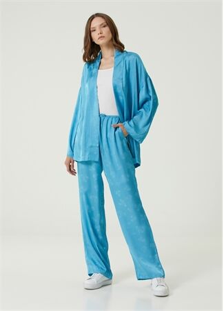 American Vintage Kadın Mavi Çiçek Jakarlı Pantolon S EU