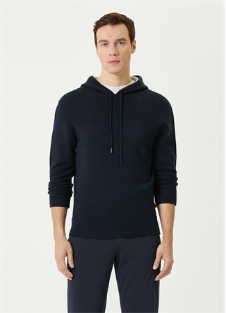 Boss Erkek Lacivert Kapüşonlu Yün Kazak S EU Boss Erkek Lacivert Kapüşonlu Yün Kazak S EU