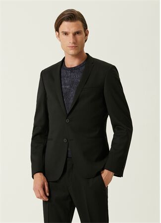 Network Erkek Super Slim Fit Siyah Yün Takım Elbise 52-6N EU
