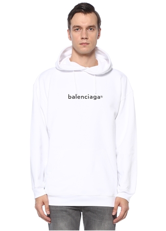 Balenciaga Erkek Medium Fit New Copyright Kapüşonlu Sweatshirt Beyaz M Eu Balenciaga Erkek Medium Fit New Copyright Kapüşonlu Sweatshirt Beyaz M Eu