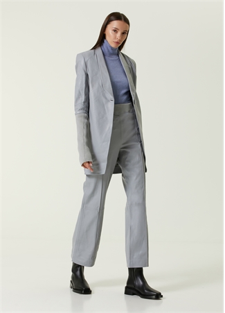 Dodo Bar Or Kadın Gri Bol Paça Deri Pantolon 42 IT Dodo Bar Or Kadın Gri Bol Paça Deri Pantolon 42 IT