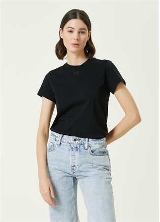 T by Alexander Wang Kadın Siyah Bisiklet Yaka Logolu T-shirt S EU