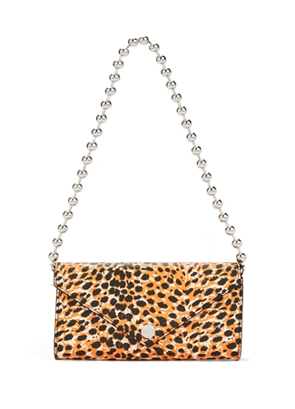 Ganni Kadın Leopar Desenli Omuz Çantası Kahverengi EU