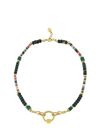 Berrin Özkan Kadın Malachite Boncuklu Altın Rengi Kaplama Kolye EU