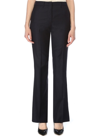 Pal Zileri Kadın Lacivert Mikro Desenli Yün Pantolon 42 IT