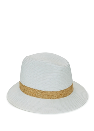 Helene Berman London Kadın Beyaz Hasır Dokulu Şapka Eu