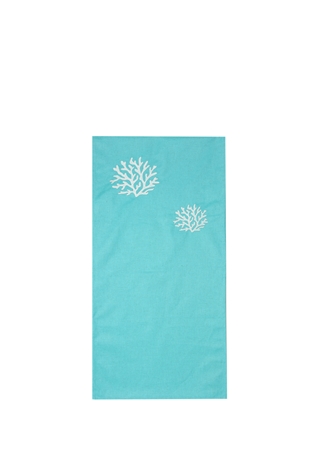 Serenk Mavi Mercan Nakışlı Keten Runner Çok Renkli Serenk Mavi Mercan Nakışlı Keten Runner Çok Renkli