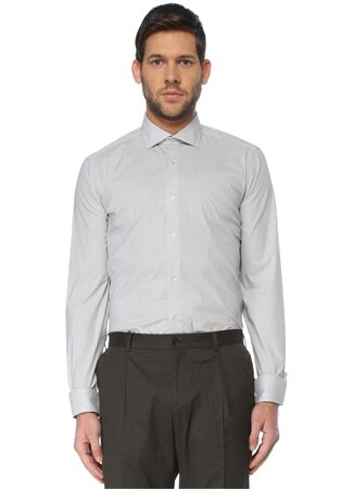 Palzileri Lab Erkek Gri İtalyan Yaka Desenli Gömlek 42 IT