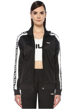 Fila Kadın Siyah Beyaz Dik Yaka Logolu Ceket XS EU