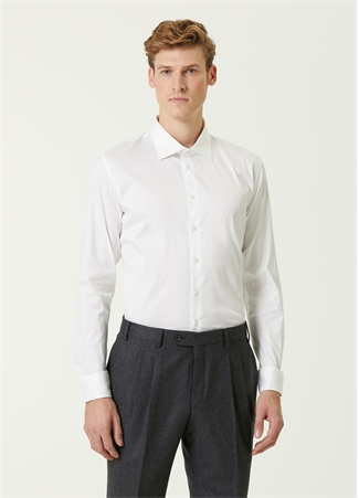 Beymen Collection Erkek Slim Fit Beyaz Küçük Yaka Gömlek 38 IT Beymen Collection Erkek Slim Fit Beyaz Küçük Yaka Gömlek 38 IT