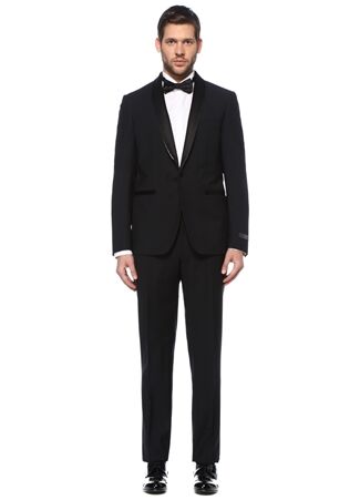 Pal Zileri Erkek Siyah Yaka Altı Desenli Yün Takım Elbise 50 IT