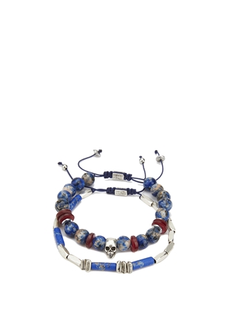 Network Erkek Mavi Boncuklu 2li Bileklik Lacivert EU