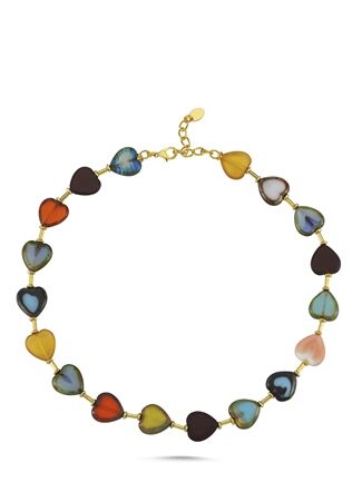 Berrin Özkan Kadın So Much Cam Kalp Boncuklu Kolye EU