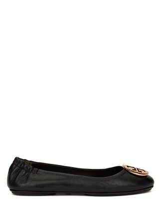 Tory Burch Kadın Minnie Travel Siyah Gold Deri Babet 5 US