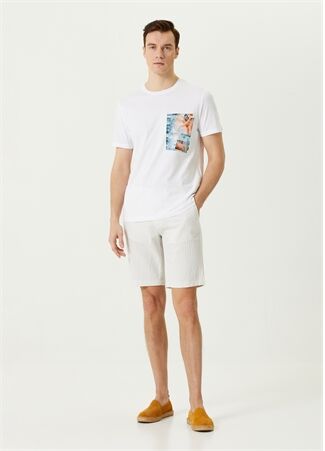 Network Erkek Taş Çizgili Şort Gri 46 EU