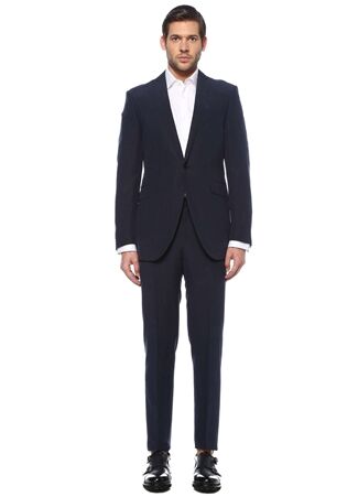 Boateng Erkek Lacivert Kelebek Yaka İpek Takım Elbise Mavi 46 IT