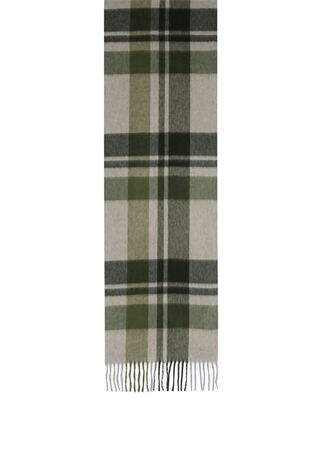 Begg&Co Erkek Gri Haki Ekose Desenli Yün Atkı EU Begg&Co Erkek Gri Haki Ekose Desenli Yün Atkı EU