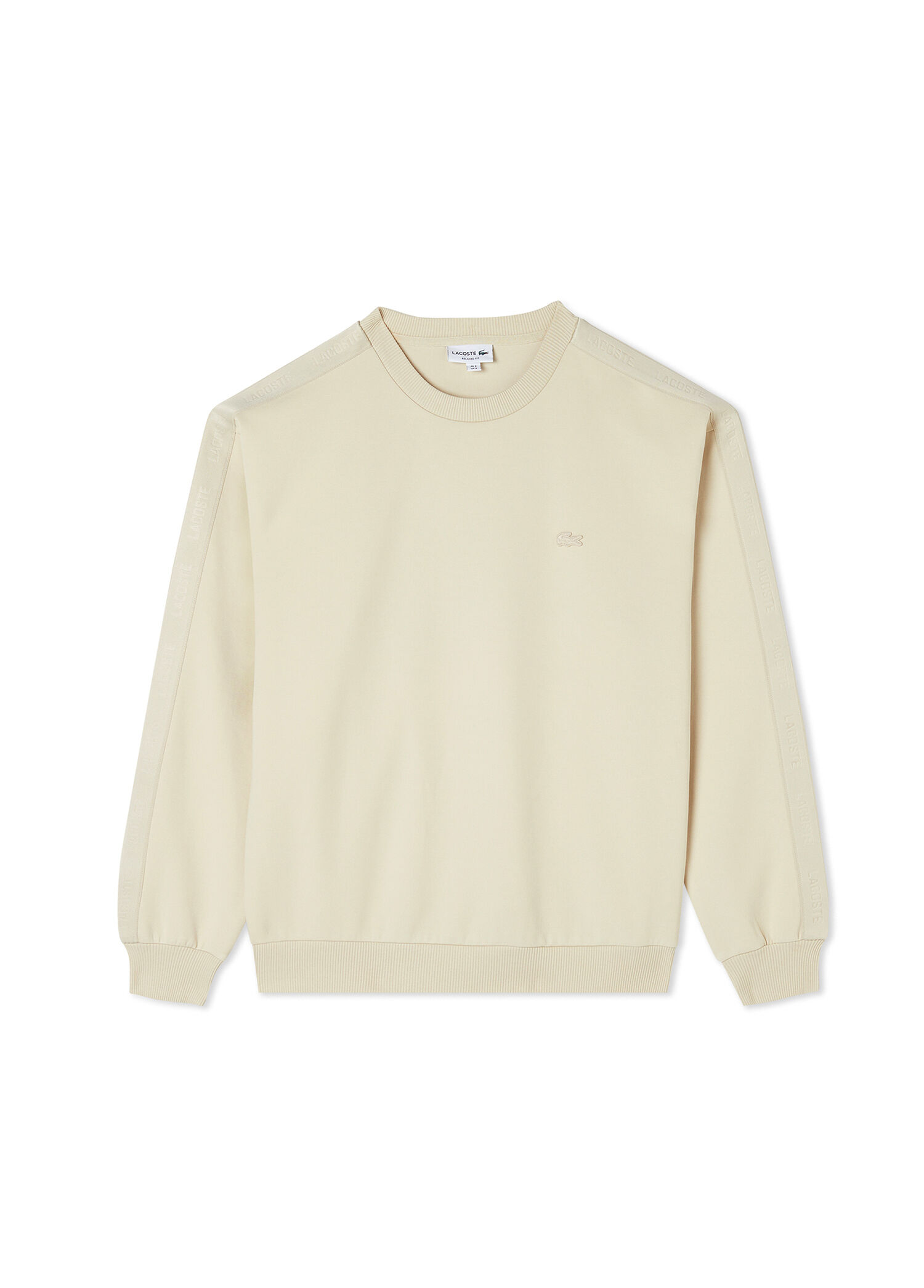Cream-E8M Lacoste Cream-E8M Men Cream Crew Neck Relaxed Fit Long Sleeve ...