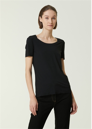 Wolford Kadın Siyah Kayık Yaka Basic T-shirt S EU Wolford Kadın Siyah Kayık Yaka Basic T-shirt S EU