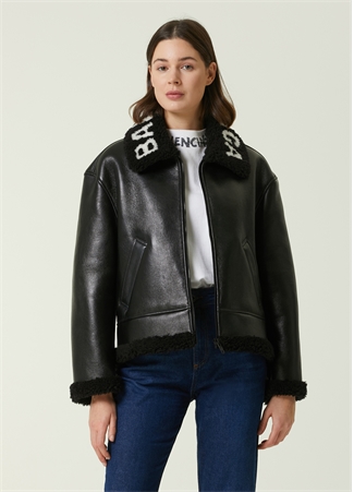 Balenciaga Kadın Siyah Shearling Detaylı Deri Ceket 36 IT Balenciaga Kadın Siyah Shearling Detaylı Deri Ceket 36 IT
