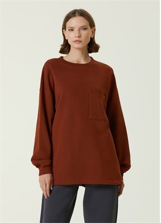 American Vintage Kadın Kiremit Cep Detaylı Sweatshirt Kahverengi M/L EU