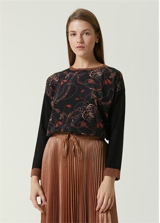 Beymen Club Kadın Siyah Önü Zincir Desenli İpek Garnili Kazak XS