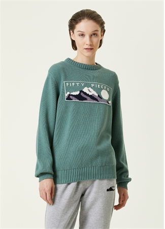 Fifty Pieces Kadın Yeşil Bisiklet Yaka Logolu Kazak XS/S EU Fifty Pieces Kadın Yeşil Bisiklet Yaka Logolu Kazak XS/S EU