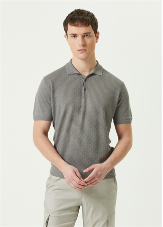 Corneliani Erkek Gri Polo Yaka Kısa Kollu Keten Triko 58 IT Corneliani Erkek Gri Polo Yaka Kısa Kollu Keten Triko 58 IT