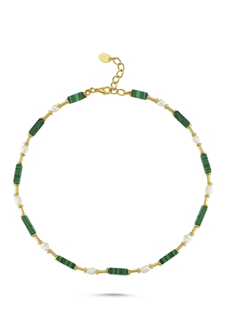 Berrin Özkan Kadın Malachite Boncuklu İncili Kolye EU