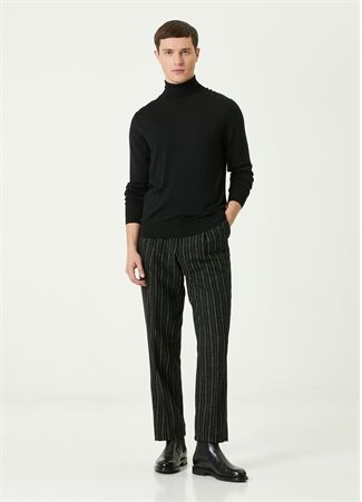 Pal Zileri Erkek Yeşil Çizgi Desenli Pilili Pantolon 48 IT