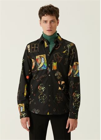 PS by Paul Smith Erkek Siyah Desenli Gömlek S EU