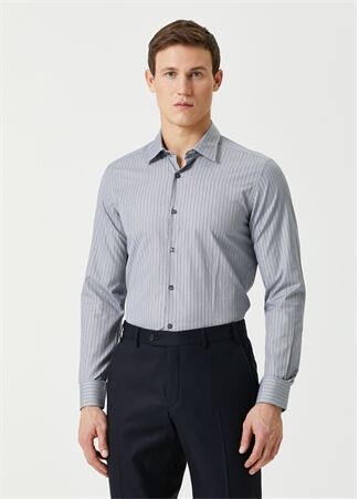 Pal Zileri Erkek Mavi Çizgi Desenli Gömlek Lacivert 40 IT Pal Zileri Erkek Mavi Çizgi Desenli Gömlek Lacivert 40 IT