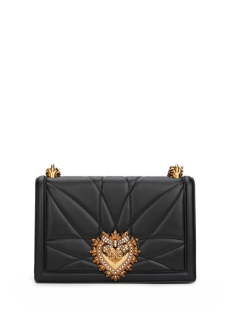 Dolce&Gabbana Kadın Devotion Large Siyah Deri Omuz Çantası EU Dolce&Gabbana Kadın Devotion Large Siyah Deri Omuz Çantası EU