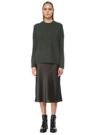 Allsaints Kadın Yeşil Yün Triko Detaylı Midi Elbise S EU
